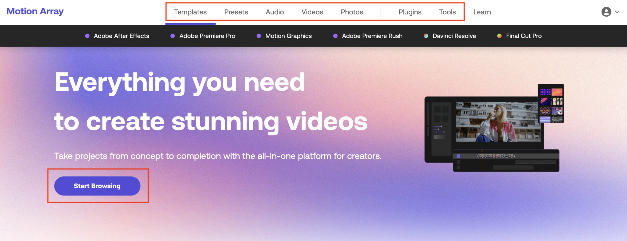 How to Use Motion Array's Updated Marketplace Search Features - Motion ...